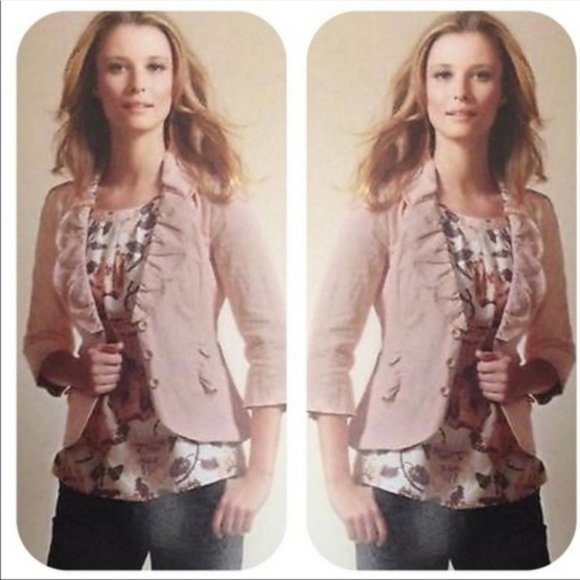 CAbi | Jackets & Coats | Cabi Light Pink Ruffled Blazer Size 8 | Poshmark